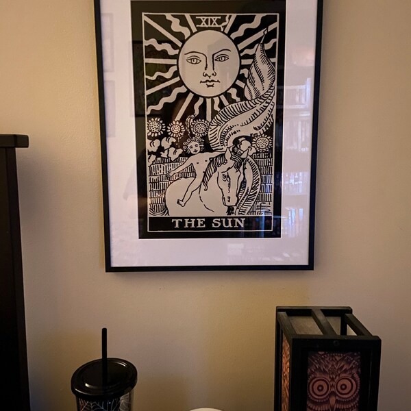The Sun- Tarot Card Print - the Sun Card Black Poster, No Frame - Etsy
