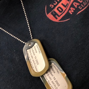Steel US Army Dog Tag ID Set, Personalised & Embossed With Chains and ...