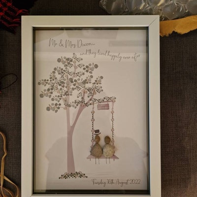 Personalised Wedding Swing Pebble Picture Pebble Art Wedding Framed ...