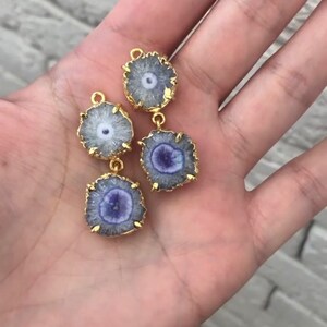 Royal Blue Geode Slice Pairs Geode Slice Gold Plated Earrings | Etsy