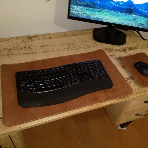 Large Leather Laptop Mat / Leather and Felt Desk Pad / Computer Pad ...