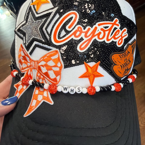 Custom Team Hat With Patches, Football Hat for Her, Sports Mom, Gift ...