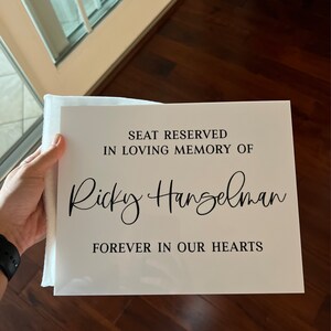 Acrylic Reserved in Loving Memory of Sign Reserved Seat Sign in Memory ...