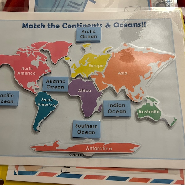 Continents and Oceans Matching Activity Printable, Continents of the ...