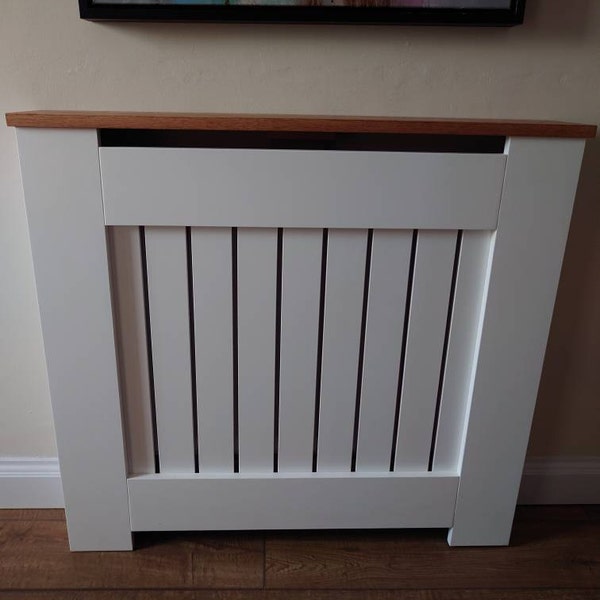 Custom Radiator Cover With Mitred Corners, Decorative Panel and Oak Top ...