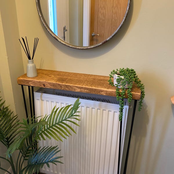 Omni Rustic Console Table With Black 3 Pin Hairpin Legs. hallway Table ...