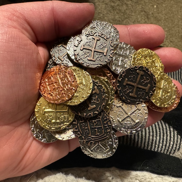 Metal Coins, Pirate Treasure, Play Money Gold Silver and Copper 22mm - Etsy
