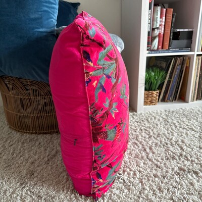 Pink Bird Velvet Banyan Fabric Kimono Cotton Velvet Robe Long, Original ...