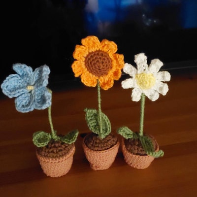 Flower in a Pot Crochet PATTERNS Set 5 Crochet Flower Patterns PDF ...