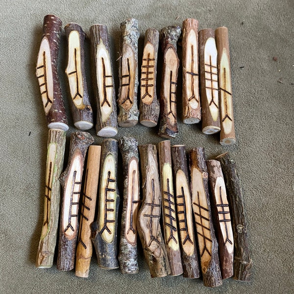 20 Celtic Tree Ogham Staves Made With Corresponding Woods With Pouch ...