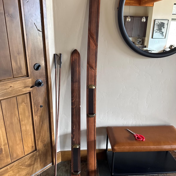 6ft Decorative Wooden Snow Skis W/poles - Etsy
