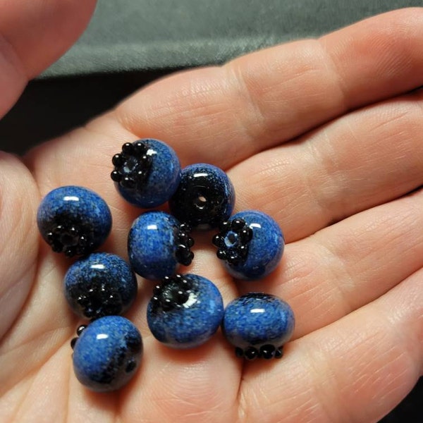 Ten (10) Small BLUEBERRY Handmade Lampwork Bead / Berries/ Beading ...