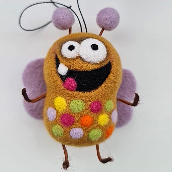 Needle Felted Scary Beautiful Monster. Needle Felted Bugs, Creatures ...
