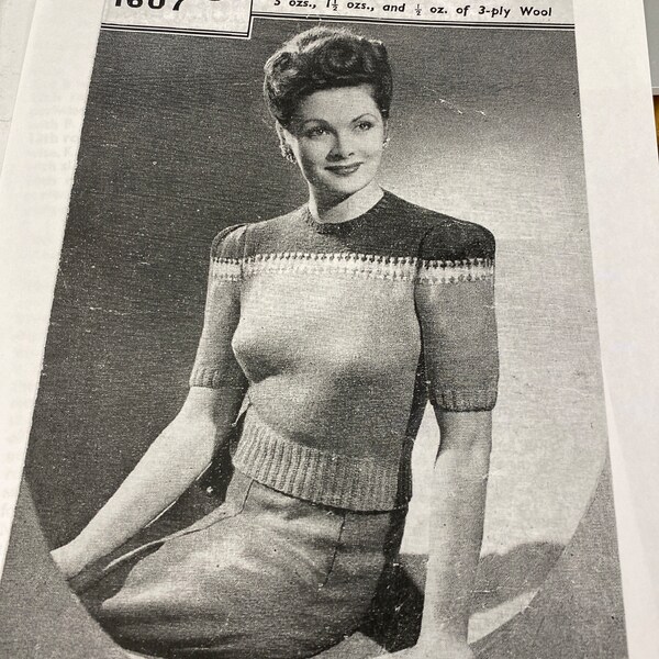 Trim Jacket 1940s Knitting Pattern Bestway Double Knitting 35 Inch Bust ...