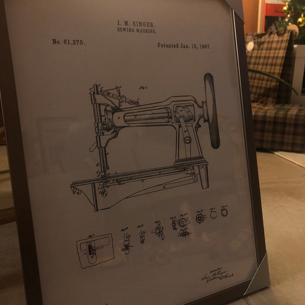 Singer Invention Patent A4 Poster A3 Sewing Machine Sewing Original ...