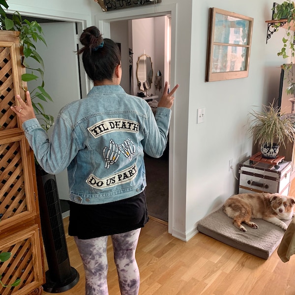 Til Death Do Us Part Custom Embroidered Jean Jacket | Til Death Jacket ...