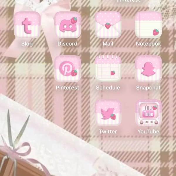 Pink STRAWBERRY Polka Dot Themed App Icons! (ios/ Android) - Etsy