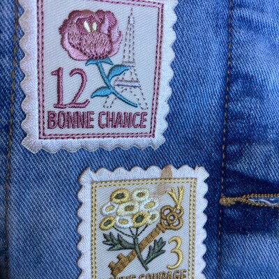 Vintage Stamps Iron on Patch,french Stamps, Embroidered Iron on Patch ...