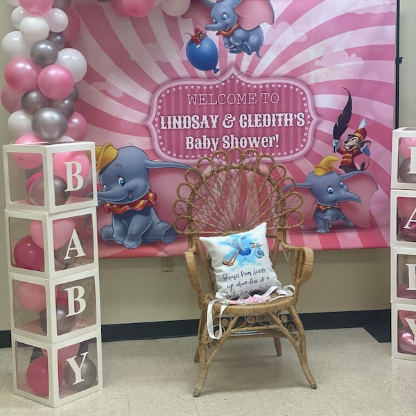 Dumbo Vintage Backdrop Banner, Carnival Circus, Girl Birthday ...