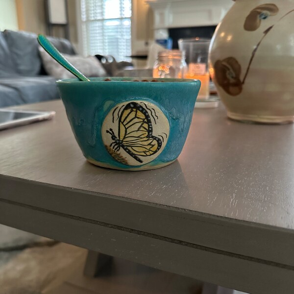 Handmade Swirly Turquoise Coffee Mug, Small Ceramic Cup, Rustic Wheel ...