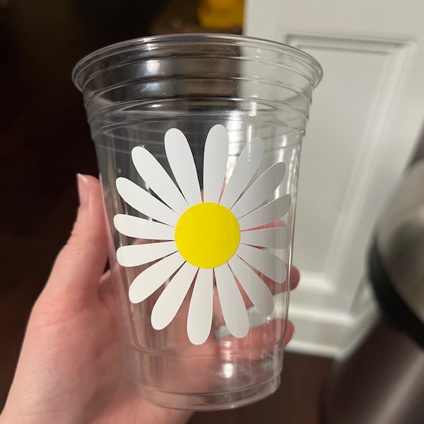Daisy Plastic Disposable Drink Cups Daisy Wildflower Baby Shower Daisy ...