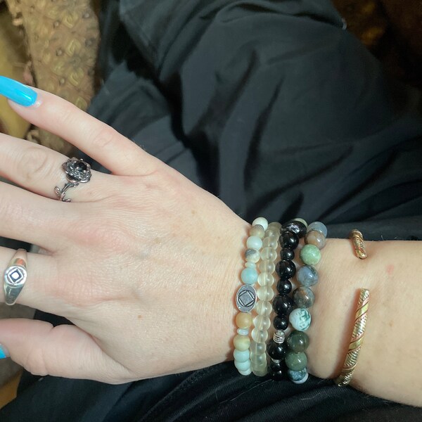 6mm Matte Amazonite Women's Recovery Beaded Bracelet Alcoholics ...