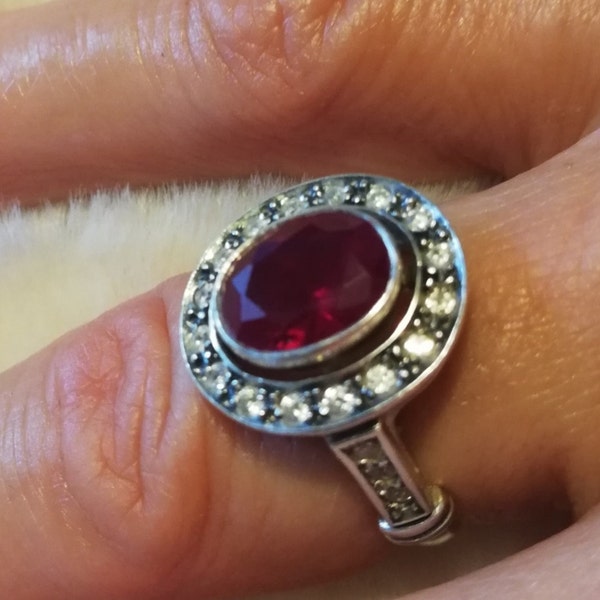 Red Vintage Ring, Ruby Ring, Created Ruby, Red Ruby Ring, Red Ring, Antique Ruby Ring, Vintage ...