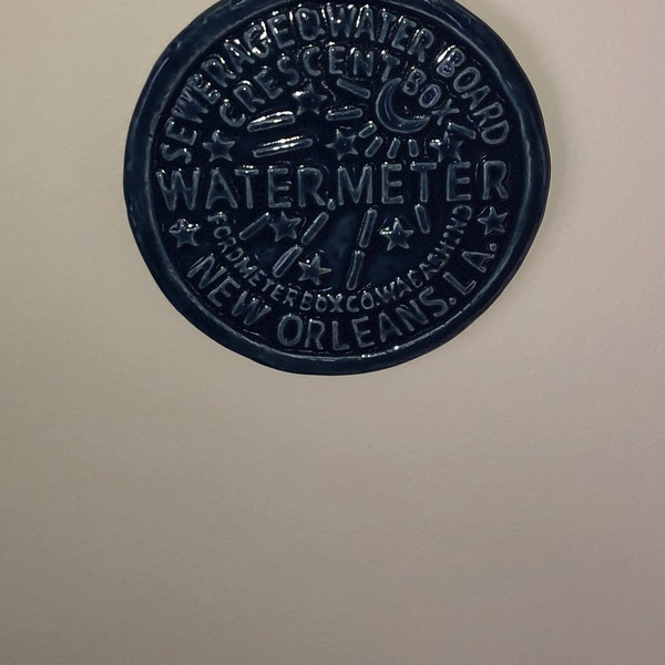 Neon Blue New Orleans Water Meter Plate Holder, Trivet and Wall Decor ...
