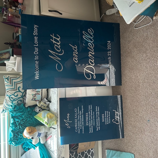 Mirror Menu Card, Acrylic Wedding Dinner Lunch Menu Sign, Personalized ...