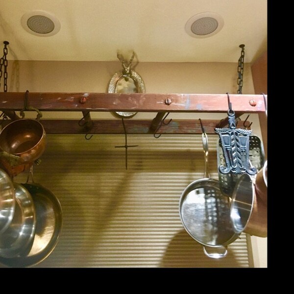 4 Rung Pot Rack Using Antique Ladder - Vintage Surface - Country Color ...