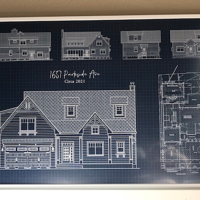 Personalized Wall Art, Blueprint Portrait of Your New House, Special ...