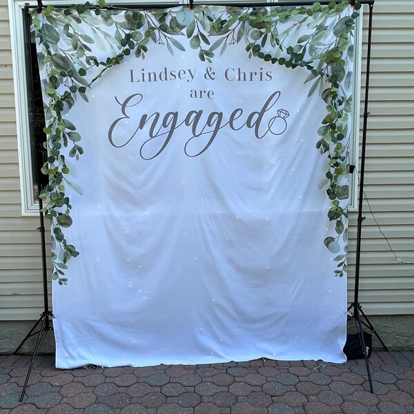 Engagement Backdrop Banner, Photo Booth Backdrop, Greenery for ...
