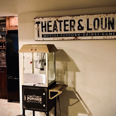 Modern Farmhouse Wall Decor Family Theater Sign Large Rustic Wall Art ...
