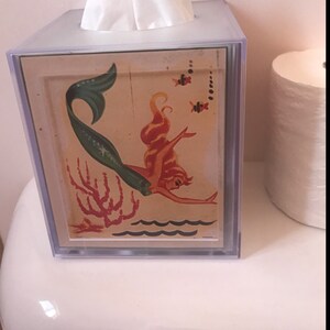 Mermaid Tissue Box Dispenser Retro Vintage Nautical 1950's Pin up Girl ...