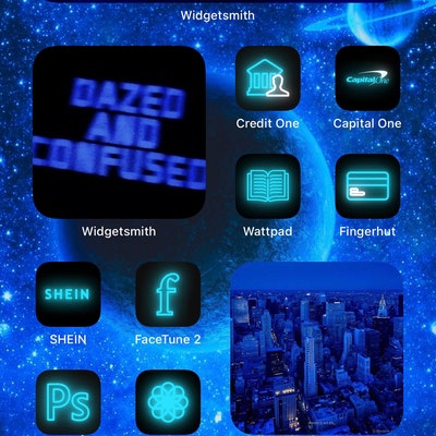 500 Blue Neon Ios App Icon Pack Turquoise Aqua Neon - Etsy