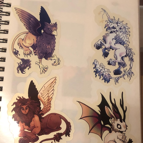 Mythological Creatures Sticker Pack | Unicorn, Dragon, Sphinx, Mermaid ...