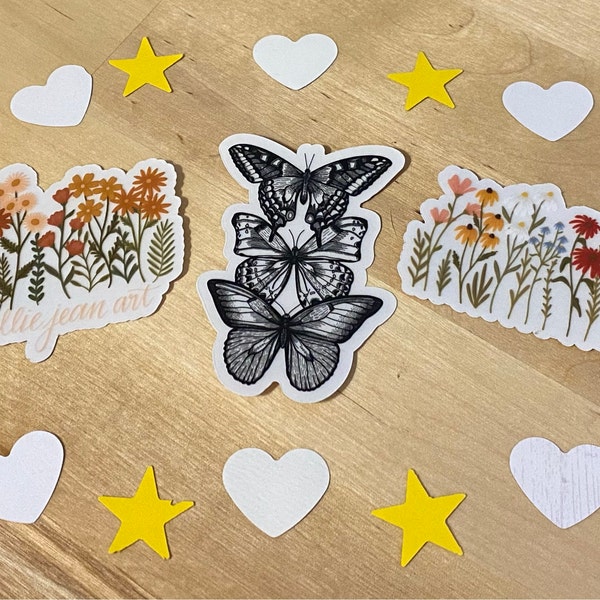 Periwinkle Florals Circle Sticker - Etsy