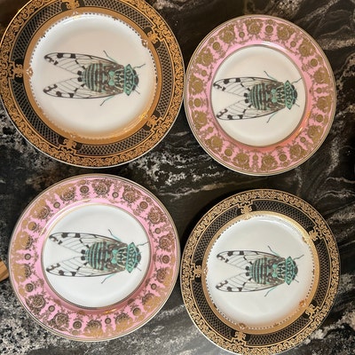 Gorgeous Black and Gold Tea Set, Bat, Cat, Crow and Moth Design ...