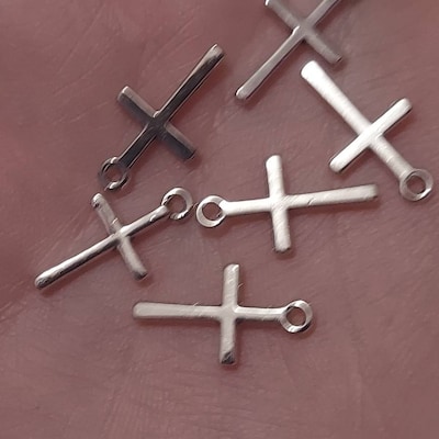 100pcs Cross Charms Religious Charms Double Sided Antique Silver Tone ...