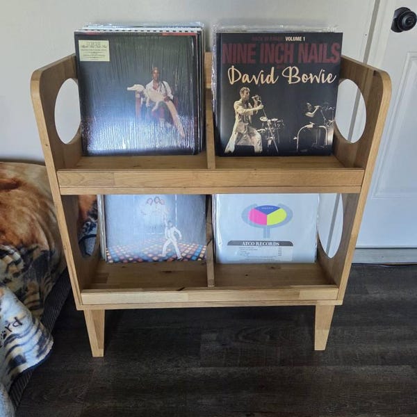 Record Player Stand - Vinyl Record Storage Cabinet - Mid Century MCM ...