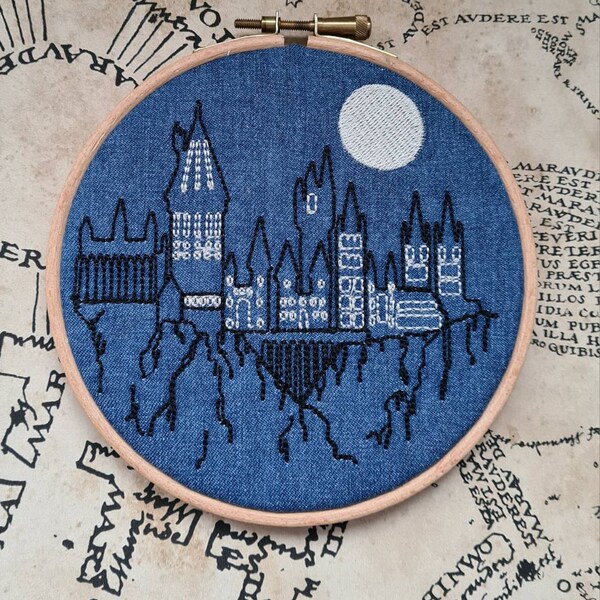 Magic Castle Day and Night Embroidery Design - Wizarding School for ...