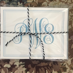 Personalized Monogram Folded Thank You Card, Monogram Folded Stationery ...