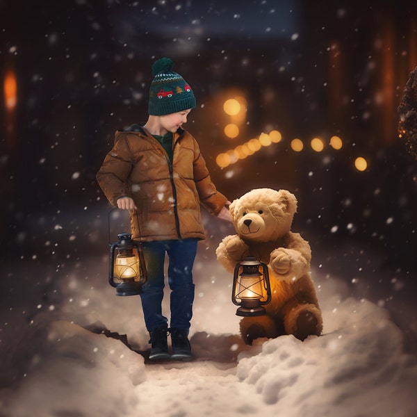 Christmas Snowy Night Digital Background for Creative Composite Images ...