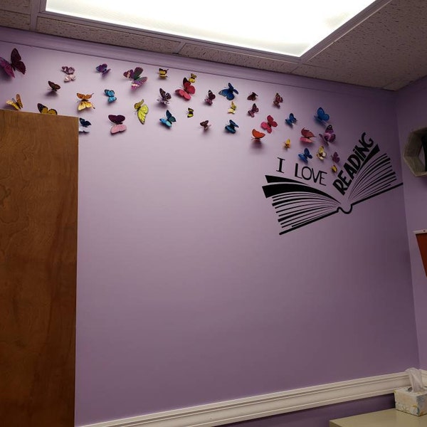 I Love Reading Open Book Vinyl Wall Decal – Literary Wall Art for ...