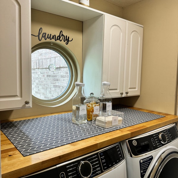 Butcher Block Countertop Custom - Laundry Room Folding Table, Washer ...