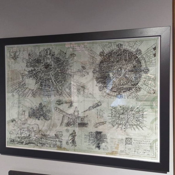 Final Fantasy - Midgar Blueprint / Aged Specs (A2 = 420mm*594 or 16.5 ...