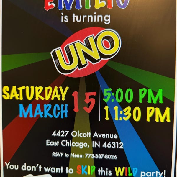 UNO Theme First Birthday Invitation - Printed - Custom Made - QTY 25 - Etsy