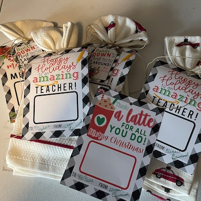 Christmas Teacher Printable Gift Card Holder, Holliday Teacher Giftcard ...