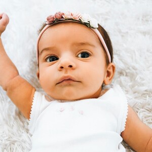 Newborn Rose Headband Girls Pink Head Piece Floral Hair - Etsy