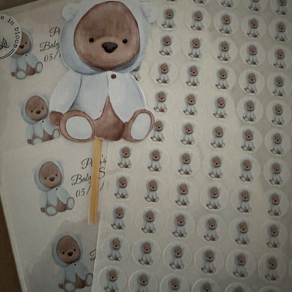 Teddy Bear Sticker Sheet multiple Sizes & Colors Available Baby Shower ...